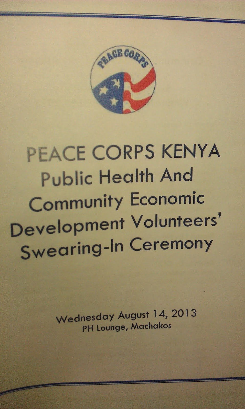 Peace Corps Kenya/Rwanda: Two Countries One Service : SWEARING IN CEREMONY