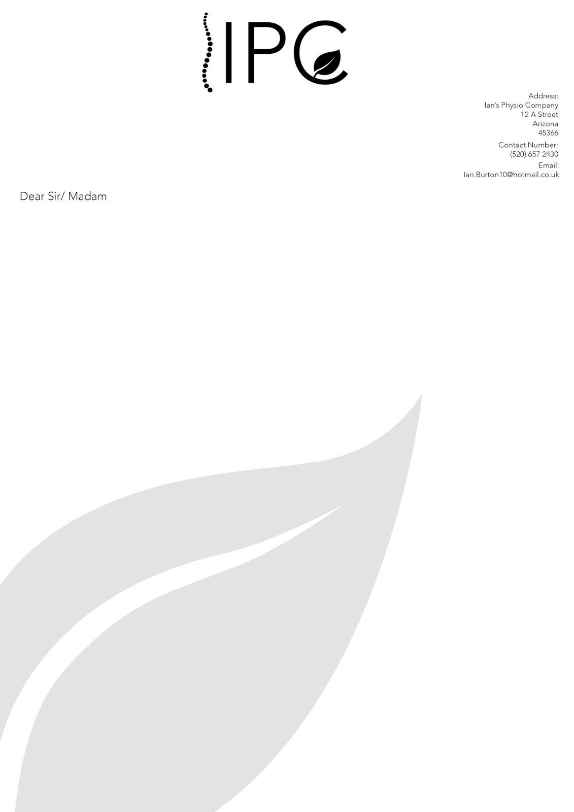 IPC- Ians's Physio Company (Major Project DES509): Design Progress ...