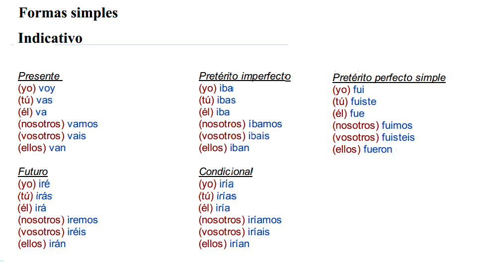 ERIKA ROJAS PORTILLA: CONJUGACIÓN DEL VERBO IR