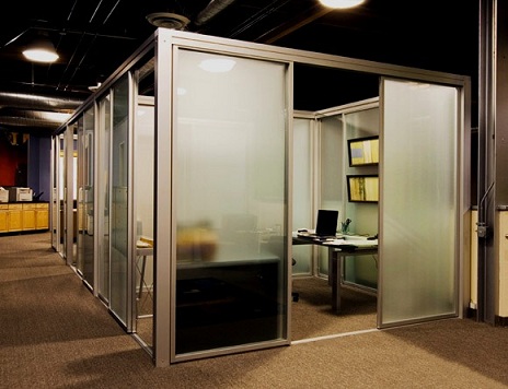 Sliding door for office partition