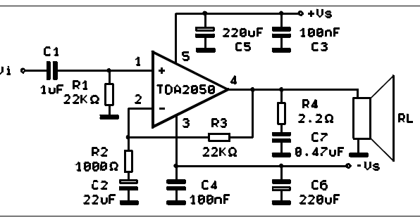 TDA 2050 Gainclone ChipAmp, a classic 50 Watts HIFI class AB amplifier.