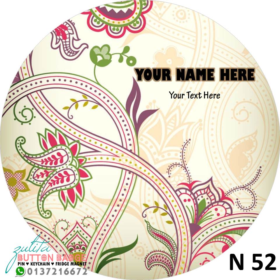 Zulita Button Badge: pilih design nama - corak pelbagai