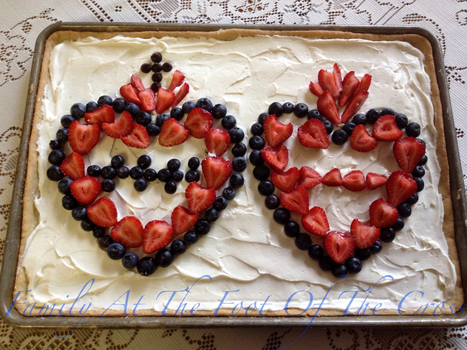 Family At The Foot Of The Cross: Sacred and Immaculate Hearts Fruit Dessert