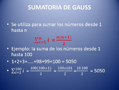 PROBLEMAS DE MATEMÁTICAS RESUELTOS : SUMATORIA DE GAUSS