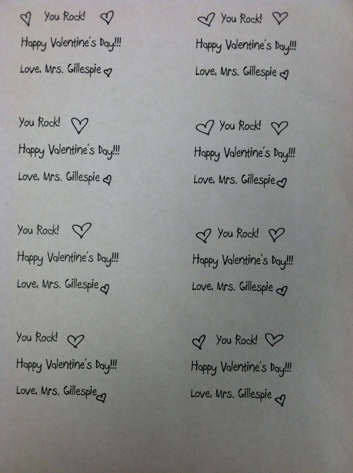 Mrs. Gillespie's thoughts: Valentine's Day rocks