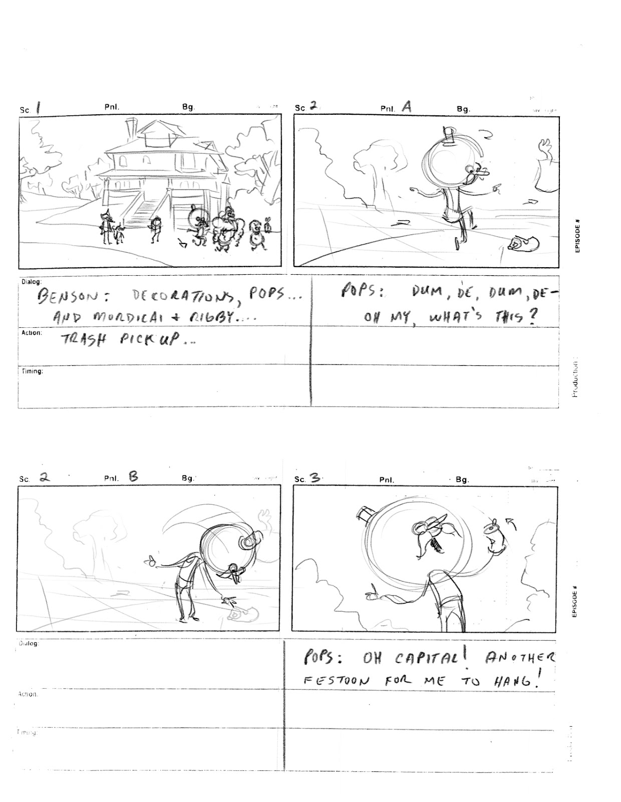 Lincoln Adams Storyboard Art: Regular Show Board/Writing Test