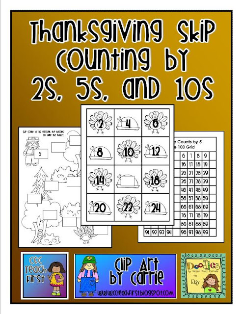 Clip Art by Carrie Teaching First: Thanksgiving Skip Counting by 2s, 5s ...