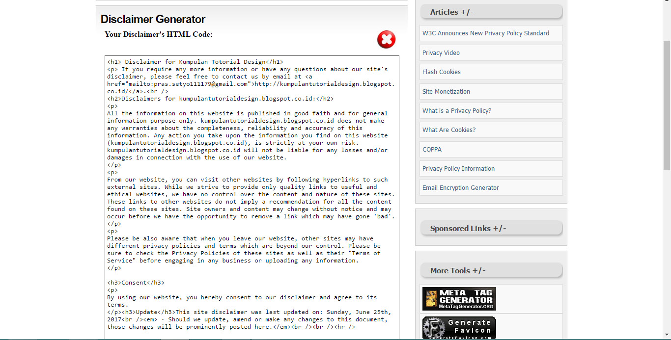 Contoh Membuat Disclaimer Generator Bahasa Indonesia dan Inggris ...