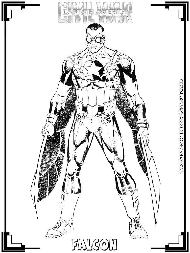 Falcon Captain America Coloring Pages Sketch Coloring Page