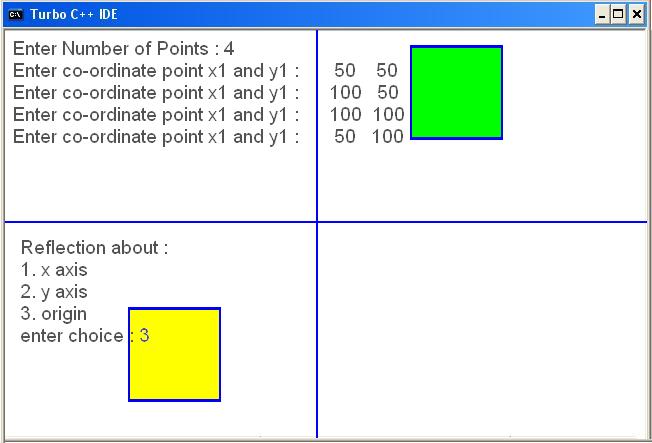 C Programming C Program To Demonstrate Reflection Transformation About X Axis Y Axis And Origin 6573