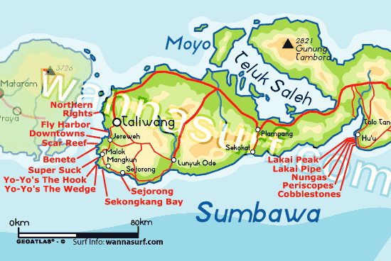 Sumbawa surf: sumbawa map