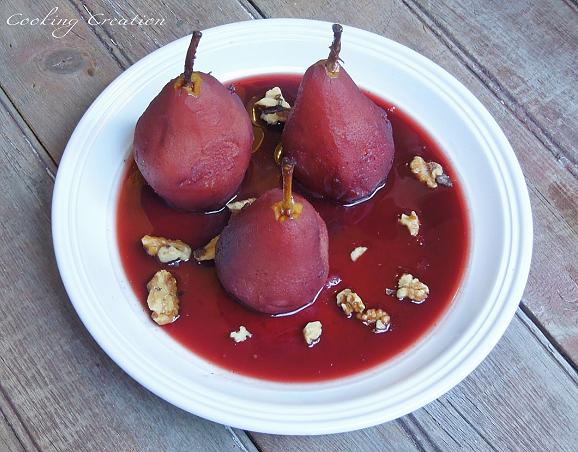 Cooking Creation: Stuffed Poached Pears In Red Wine