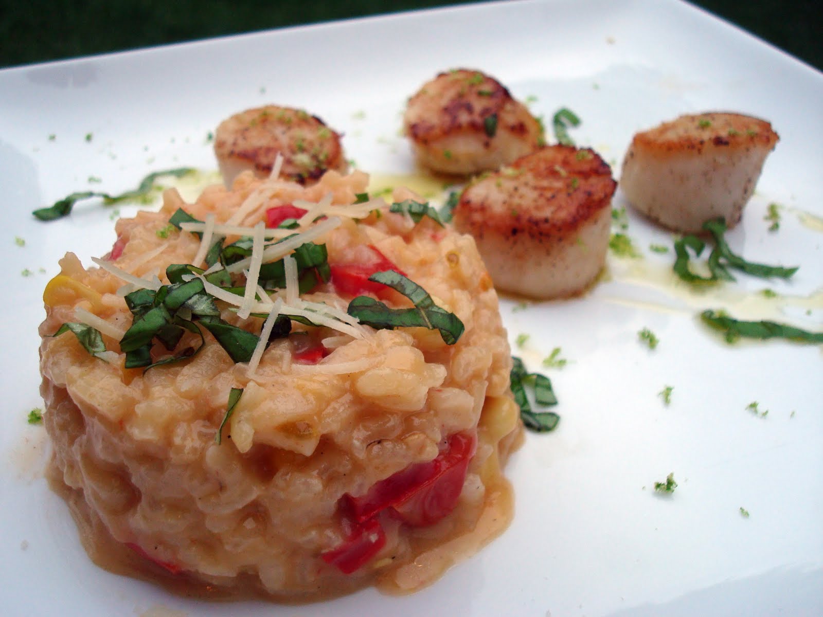 Feasting on Life: Red Pepper & Corn Risotto with Seared Scallops