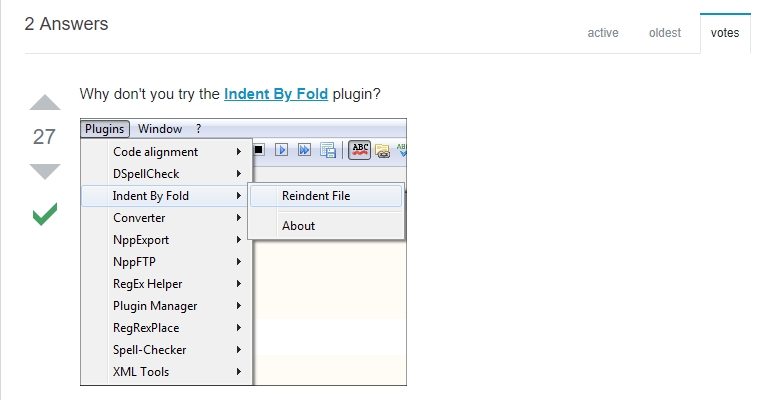 จัดระเบียบโค้ด ใน Notepad Auto Indentation Plugin