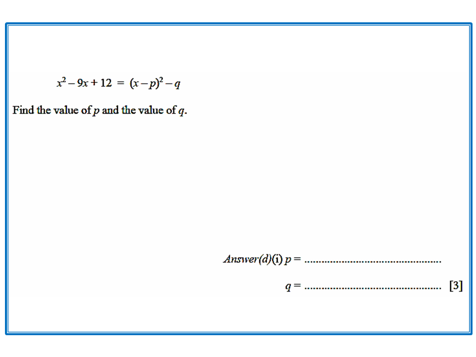 Completing the Square | IGCSE at Mathematics Realm