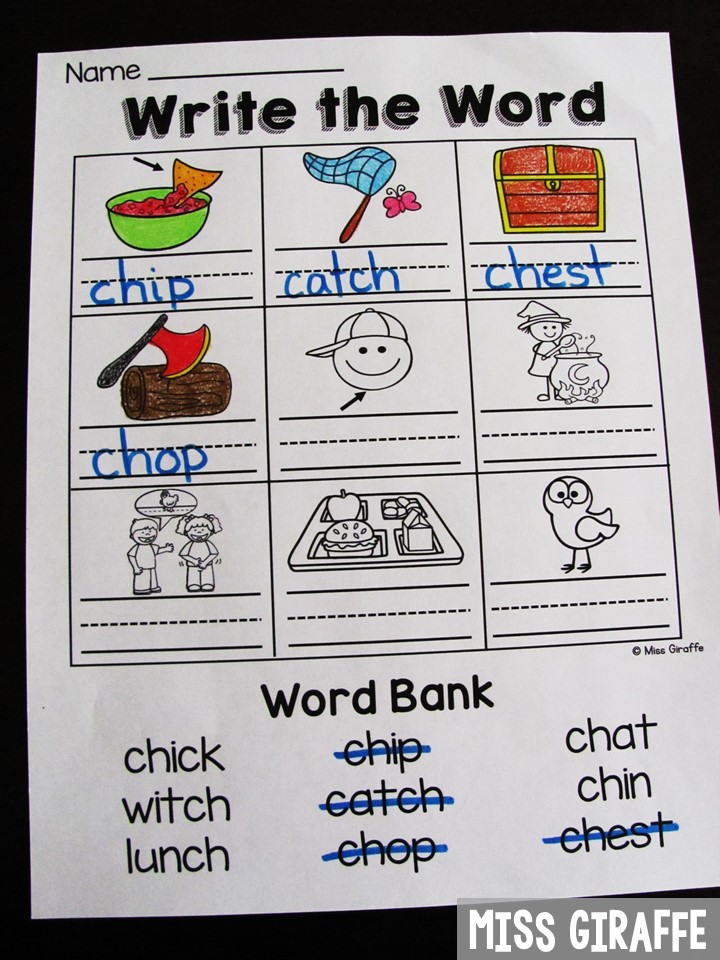 Miss Giraffe's Class: Digraphs Activities for First Grade and Kindergarten