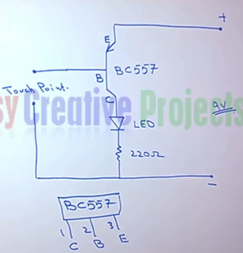 How to make touch switch using pnp transistor