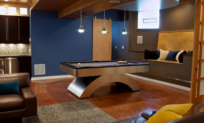 Classic with a Twist: Client Project: Modern Gameroom & Unique Pool Table