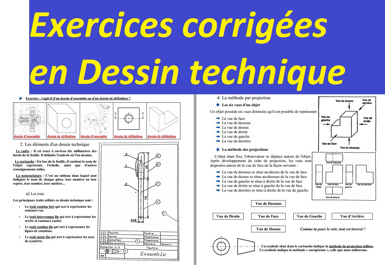 Dessin technique industriel exercices corrigées Dessin technique industriel exercices corrigées