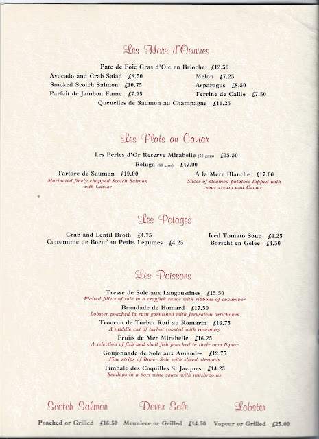 Chris Suhr's Menu Collection: Mirabelle. London