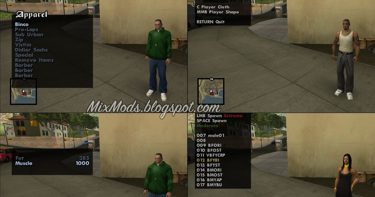Mods GTA San Andreas: GTA SA Skin Selector v2.1 ML e v2.1 C