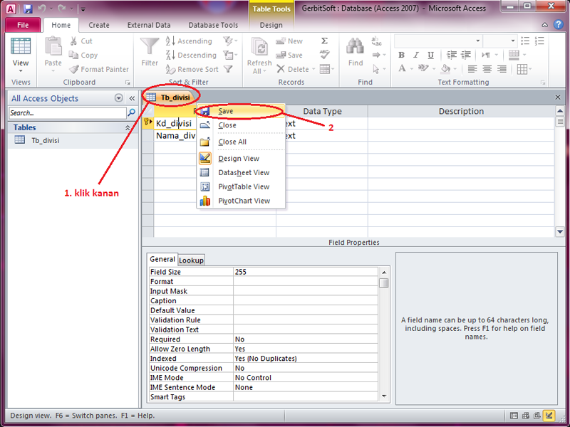 Cara Membuat Database dengan Microsoft Access 2010 ~ Gerbitorial | Tutorial Seputar Dunia Komputer