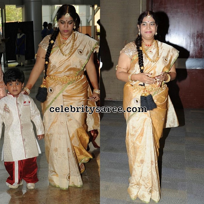 Actor Naresh wife Off White Saree - Saree Blouse Patterns
