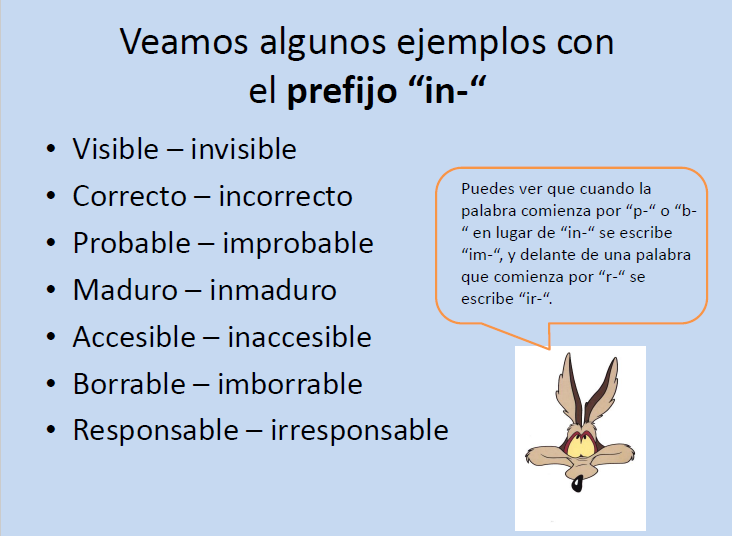Tercero de Primaria: PREFIJOS: in- y des-