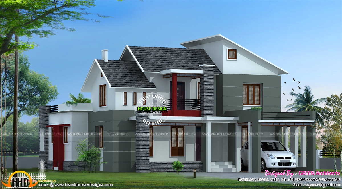 1850 sq-ft modern mix home - Kerala Home Design and Floor Plans - 9K ...