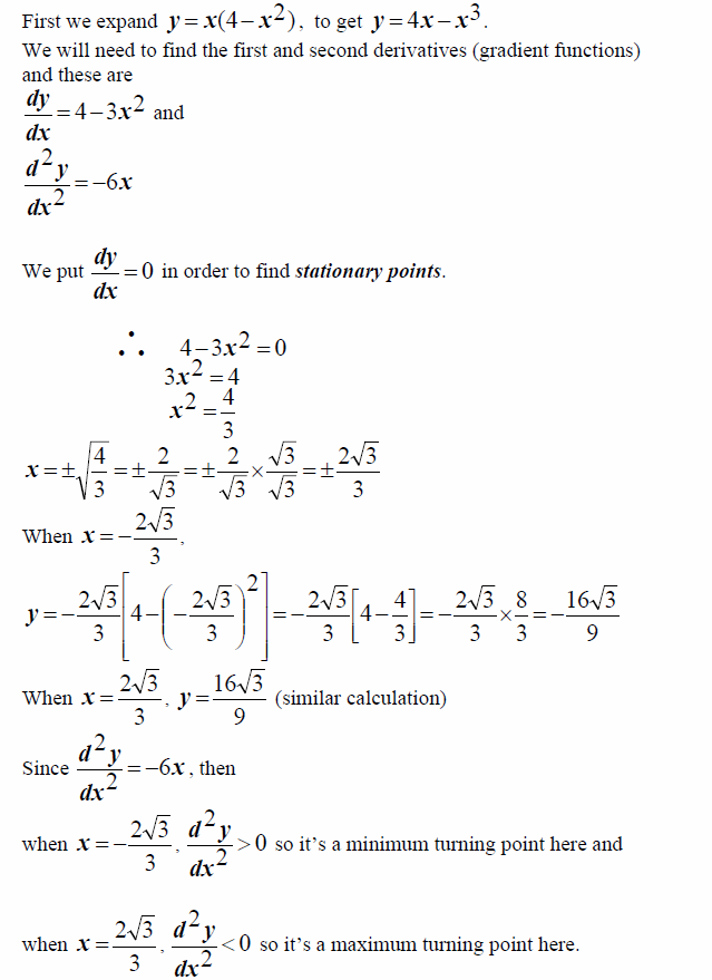 Secondary Math Blogaroony Question Calculus Curve Sketching