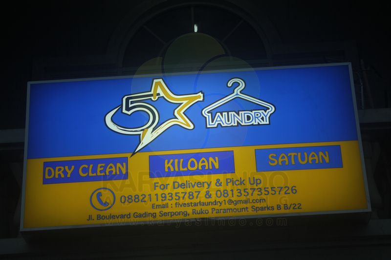 NEON BOX STAINLESS + ACRYLIC + STICKER | 5STAR LAUNDRY