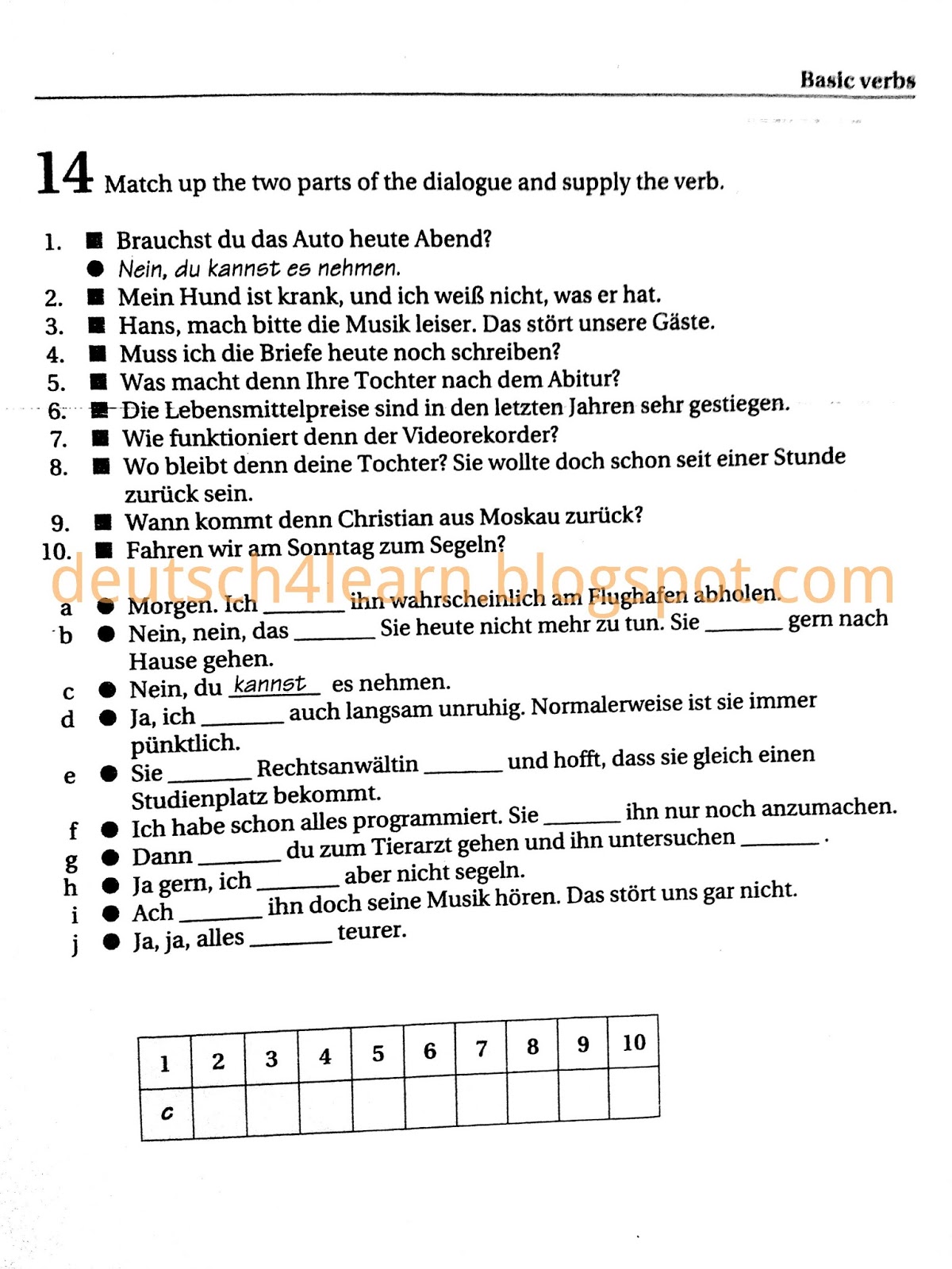 Exercise for German Basic Verbs | Learn Deutsch (German) and Study Abroad