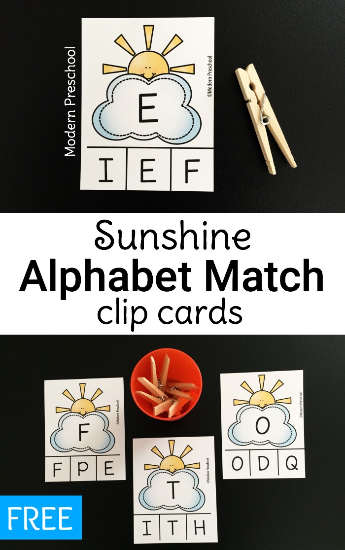 Sunshine Alphabet Practice Letter Match Clip Cards