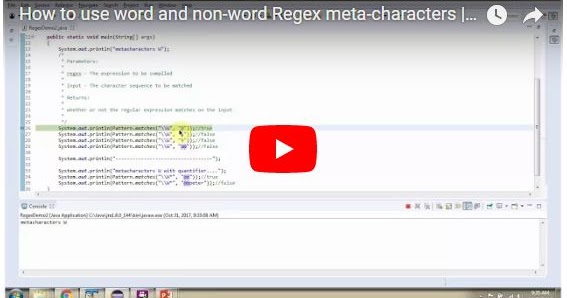 JAVA EE: How to use word and non-word Regex meta-characters | Java Regex