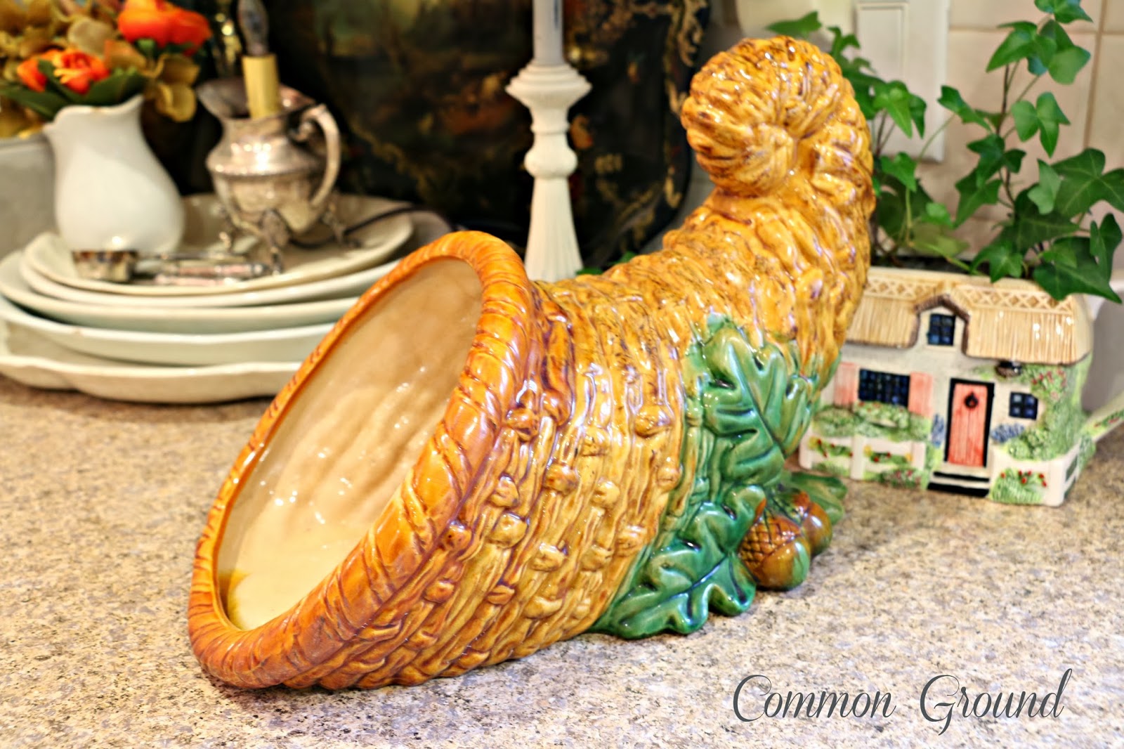 common ground : Painted Ceramic Cornucopia and a Thanksgiving Sunporch