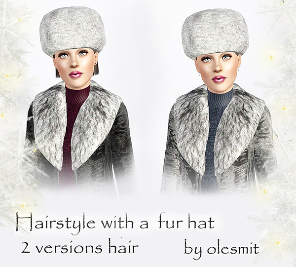 My Sims 3 Blog: Hairstyle with Fur Hat - 2 Versions by Olesmit
