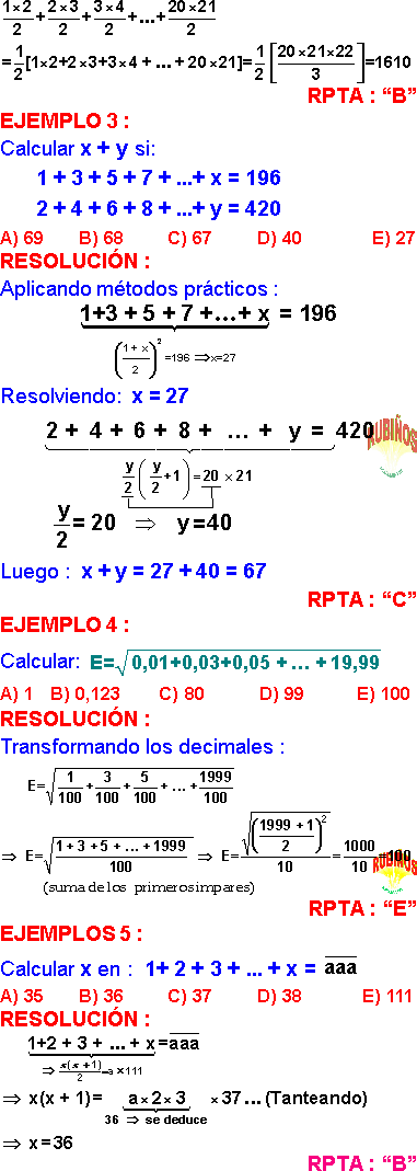 SERIES Y SUMAS NOTABLES SUMATORIAS PROBLEMAS RESUELTOS DE HABILIDAD ...