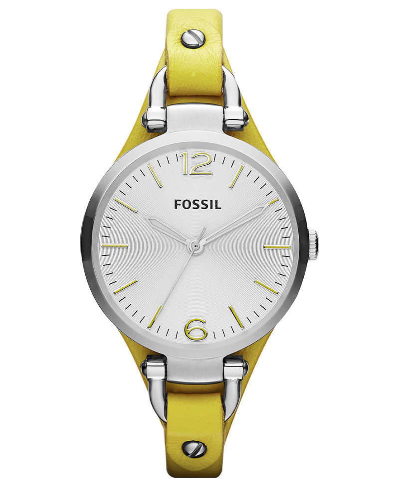 Fossil Georgia Three Hand Leather Watch ES3220 - Yellow ~ secretbargains1