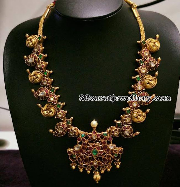 Nakash work Ruby Mango Necklace - Jewellery Designs