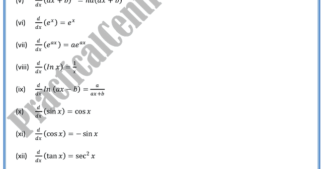 Practical Centre: Differentiability - Basic Definition & Formulas - Mathematics XII