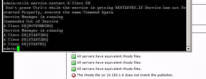 Web Maxtor: Cisco CUCM - The rhosts file on does not match the publisher