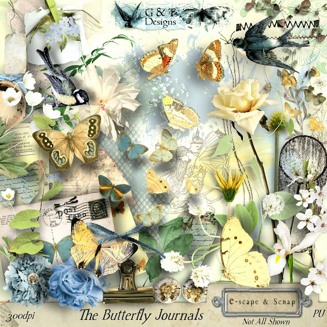 E-scape and Scrap: G&T Designs - The Butterfly Journals Freebie Cluster ...