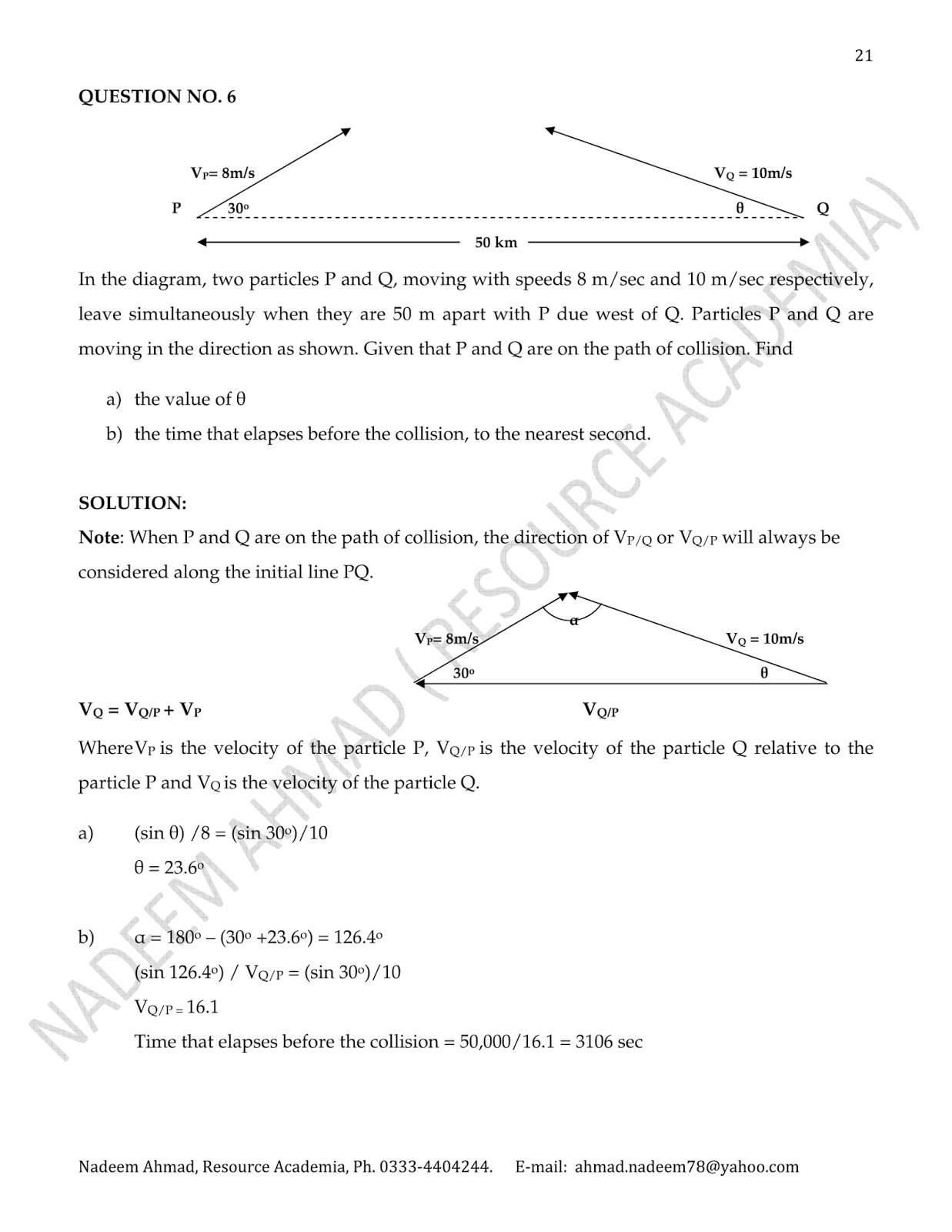 OA'Level StudyGuides : Relative velocity questions and Other resources