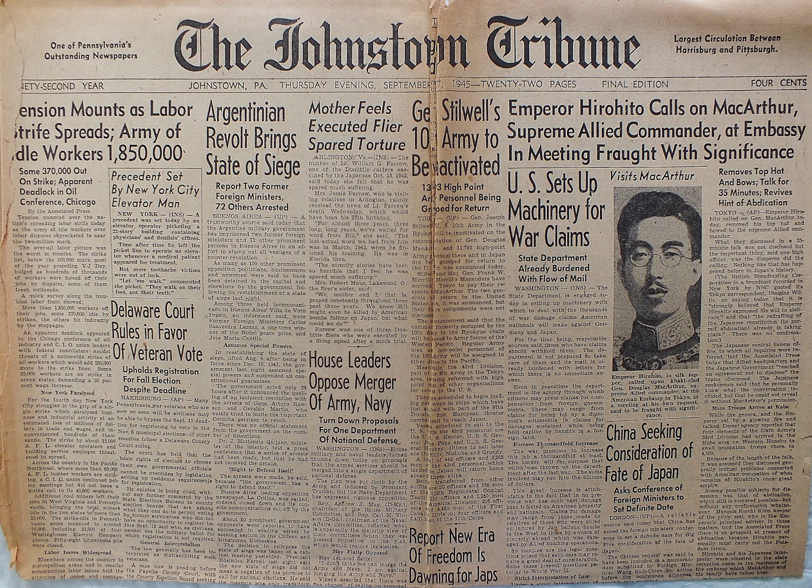 The Johnstown Tribune - WWII: September 27, 1945: Emperor Hirohito ...