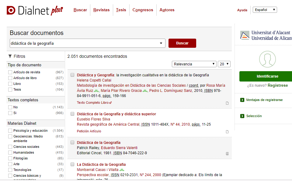 Bases de datos: Teseo, Dialnet y Eric.