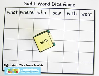 Sight Word Dice Game - Free!