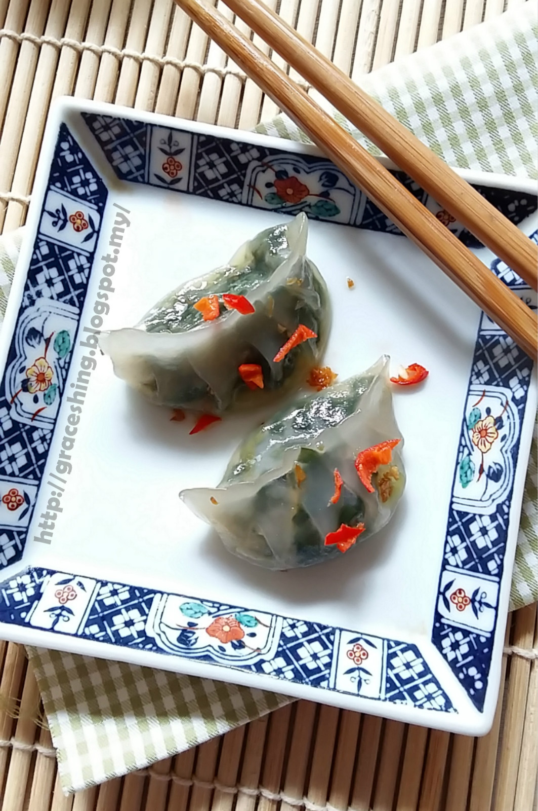 Grace's Blog 欣语心情: 韭菜粿 Ku Chai Kueh （Steamed Chive Dumplings）