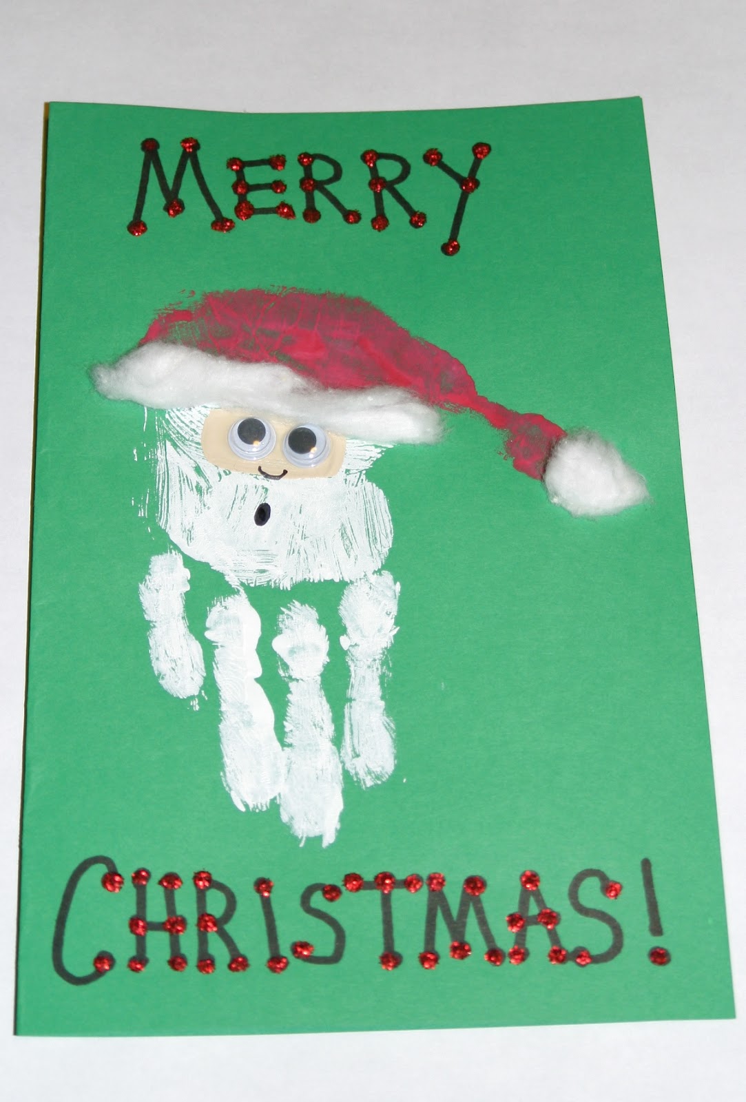 Musings in Mass: Handprint Santa Christmas Card