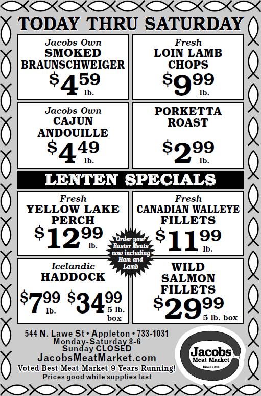 Weekly Specials good 3/6-3/9/2019 or while supplies last! | Jacobs Meat ...