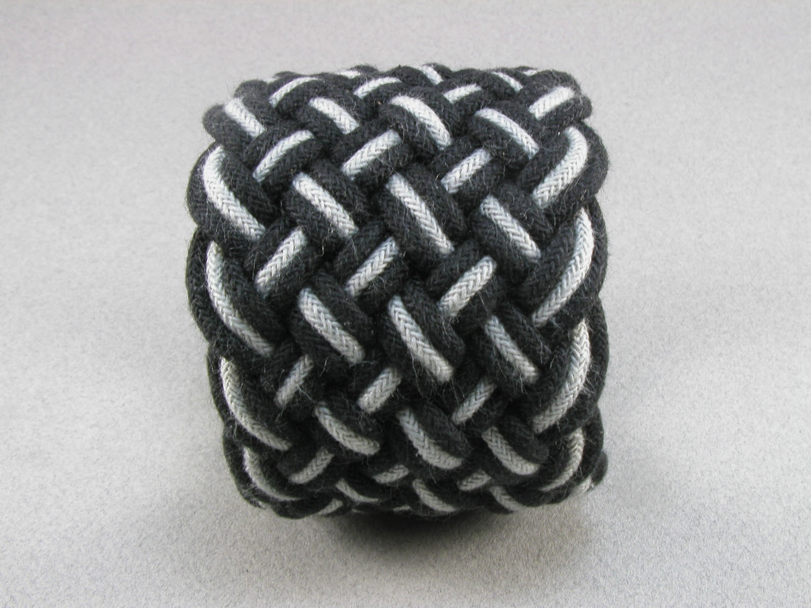 Knots and fiber bracelets: Black and grey turks head knot cuff bracelet